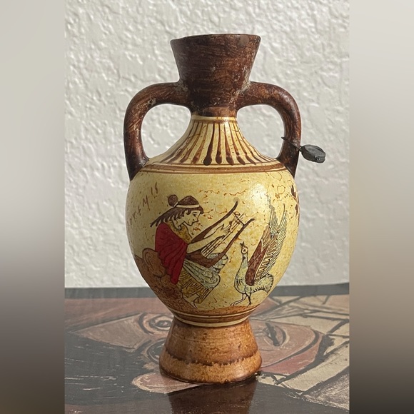 Handmade | Art | Vtg Greek God Terracotta Vase Hand Made Painted In ...
